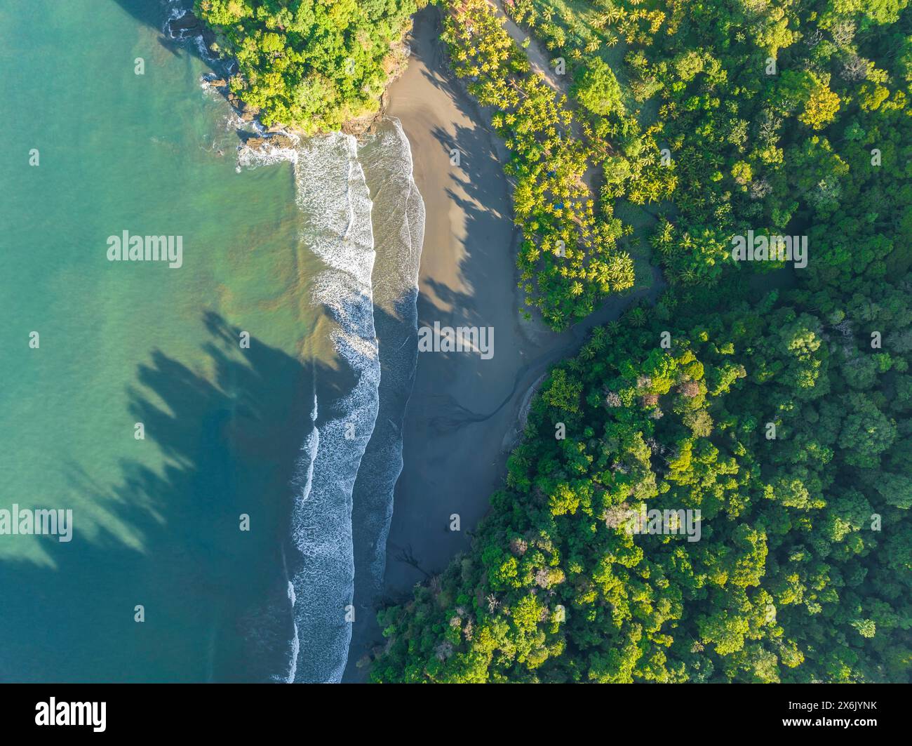 Aerial view, ocean and coast with rainforest, Playa Ventanas ...