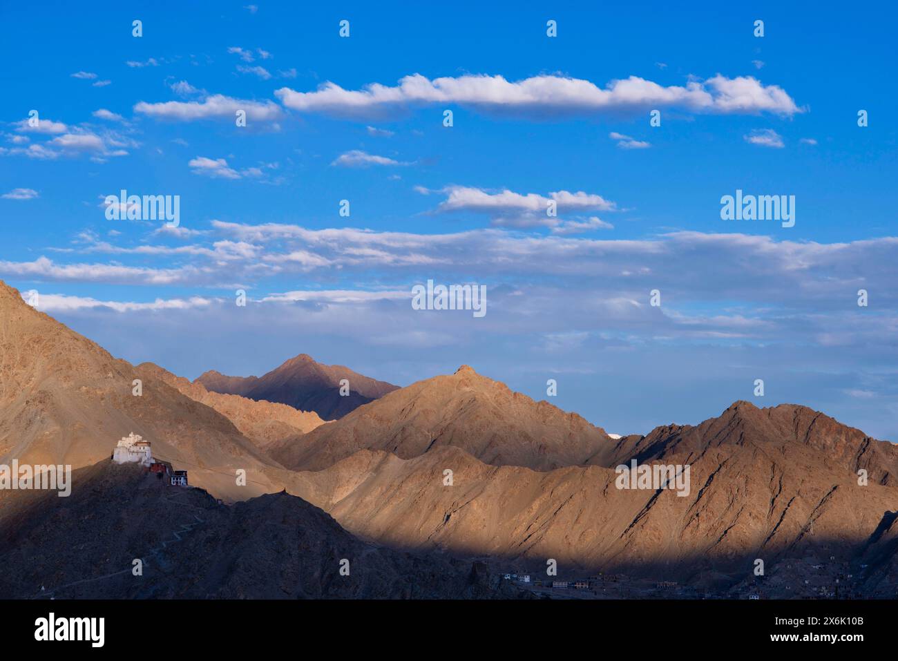 The Namgyal Tsemo Gompa monastery on Tsenmo Hill, a viewpoint over Leh ...