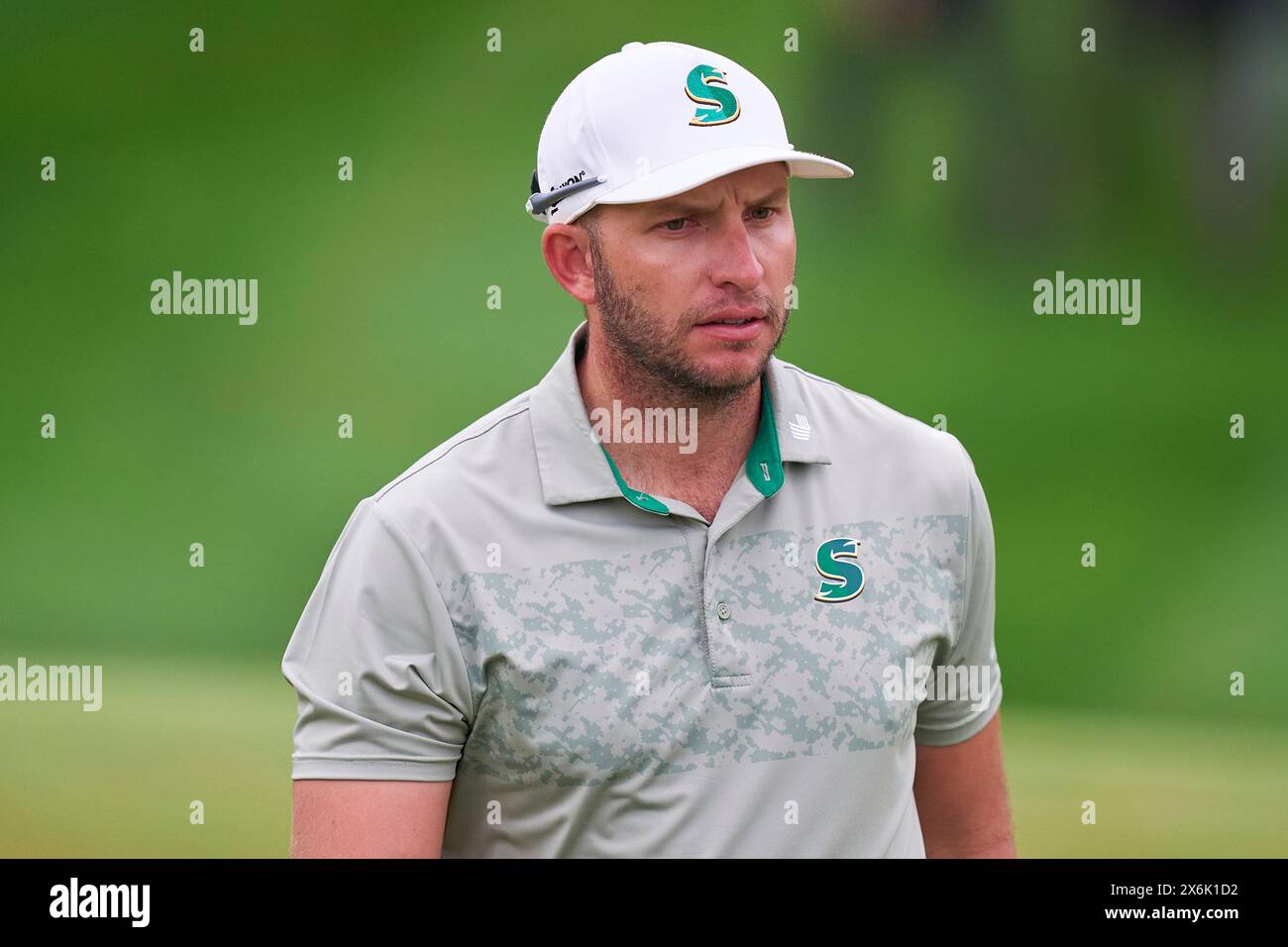 Dean Burmester of South Africa in action during a practice round prior ...