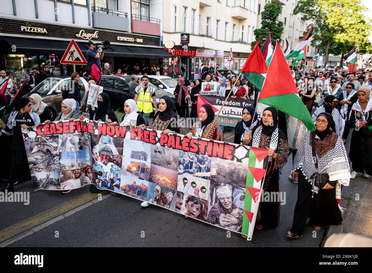 Berlin, Germany. 15th May, 2024. People take part in the demonstration ...