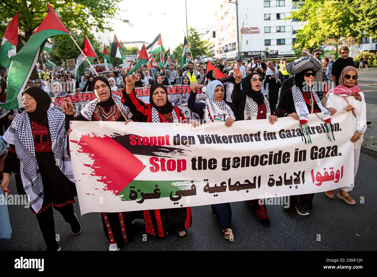 Berlin, Germany. 15th May, 2024. People take part in the demonstration ...