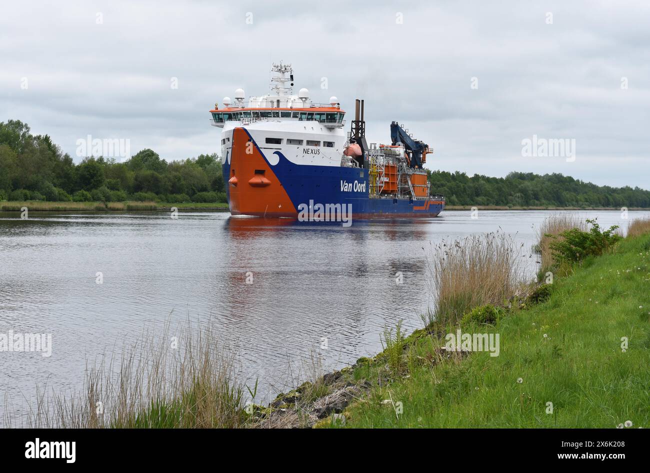 Cable carrier, special ship, ship Nexus in the Kiel Canal, Kiel Canal ...