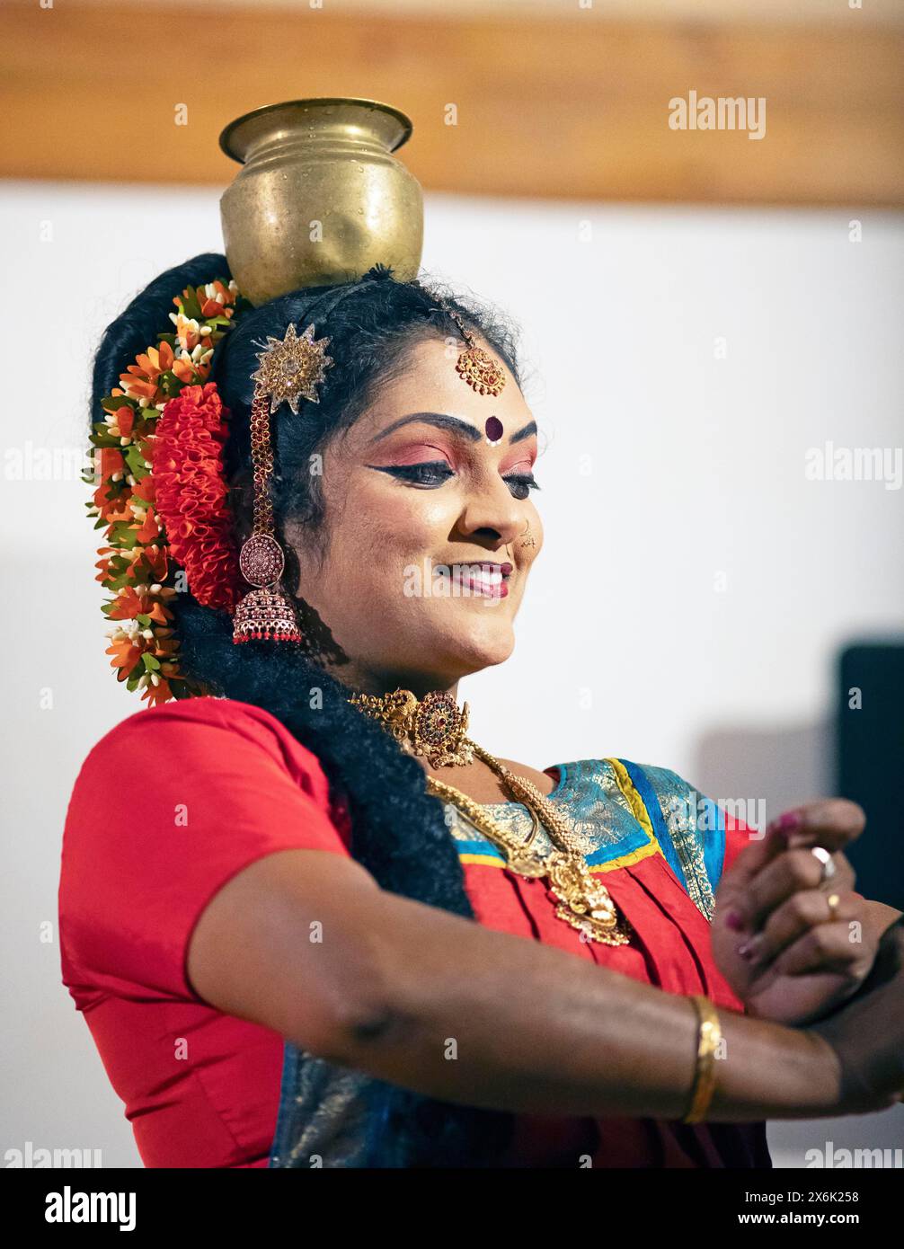 Indian dancer, 40 years old, dancing Indian classical dance, close-up ...