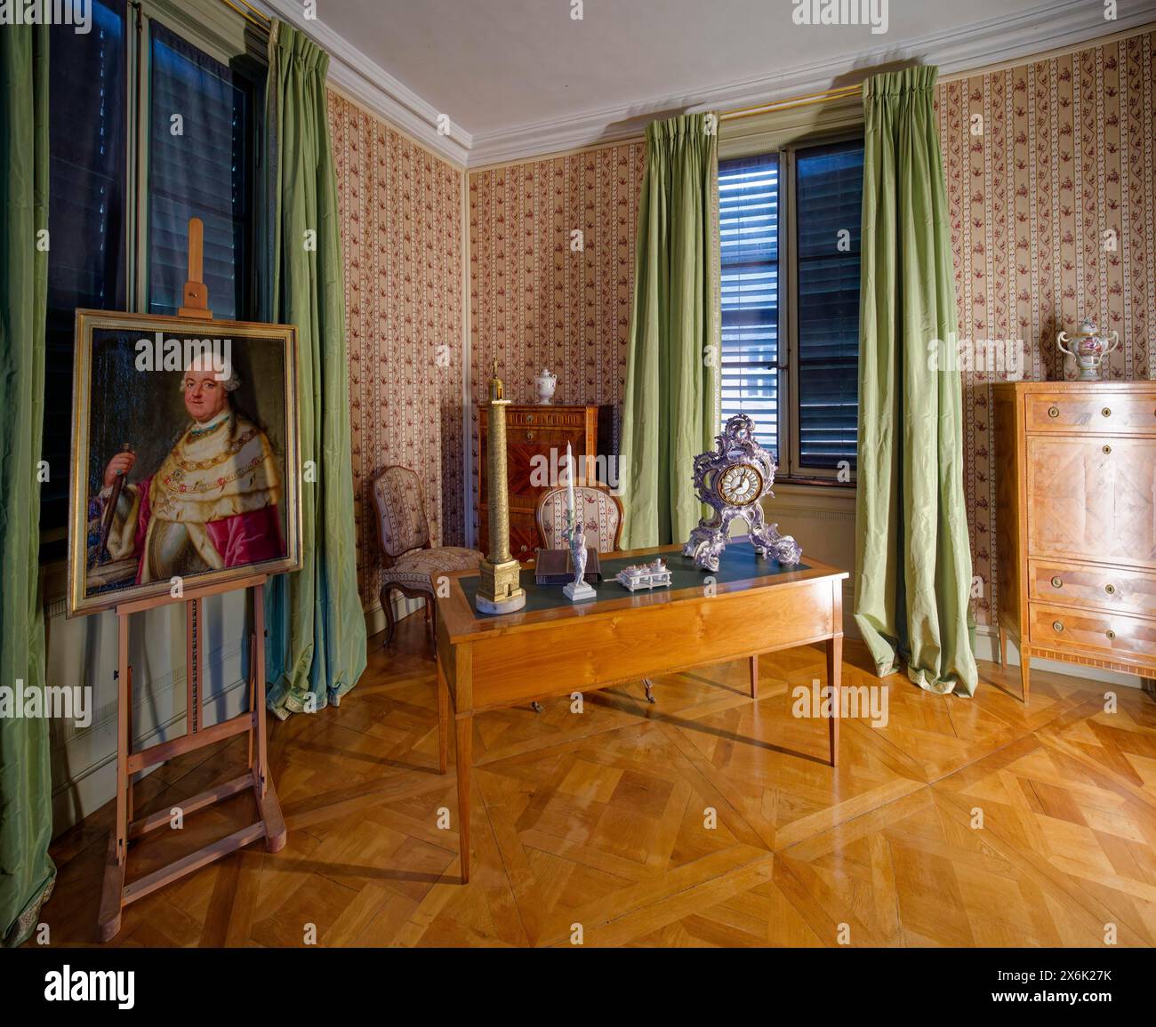 Elector Carl Theodor's study, Schwetzingen Palace, interior view ...