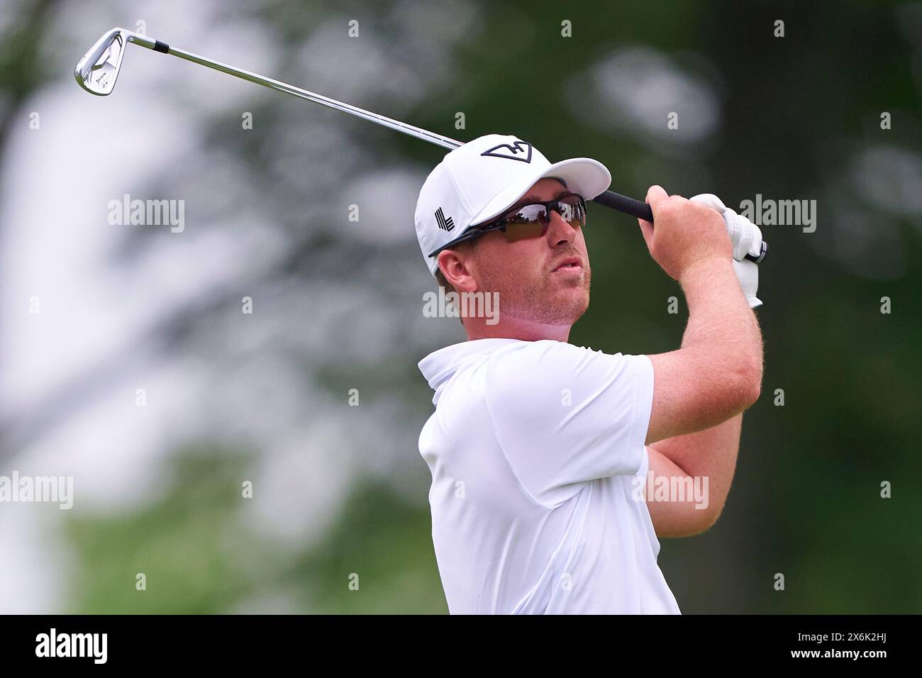 Andy Ogletree of the United States in action during a practice round ...