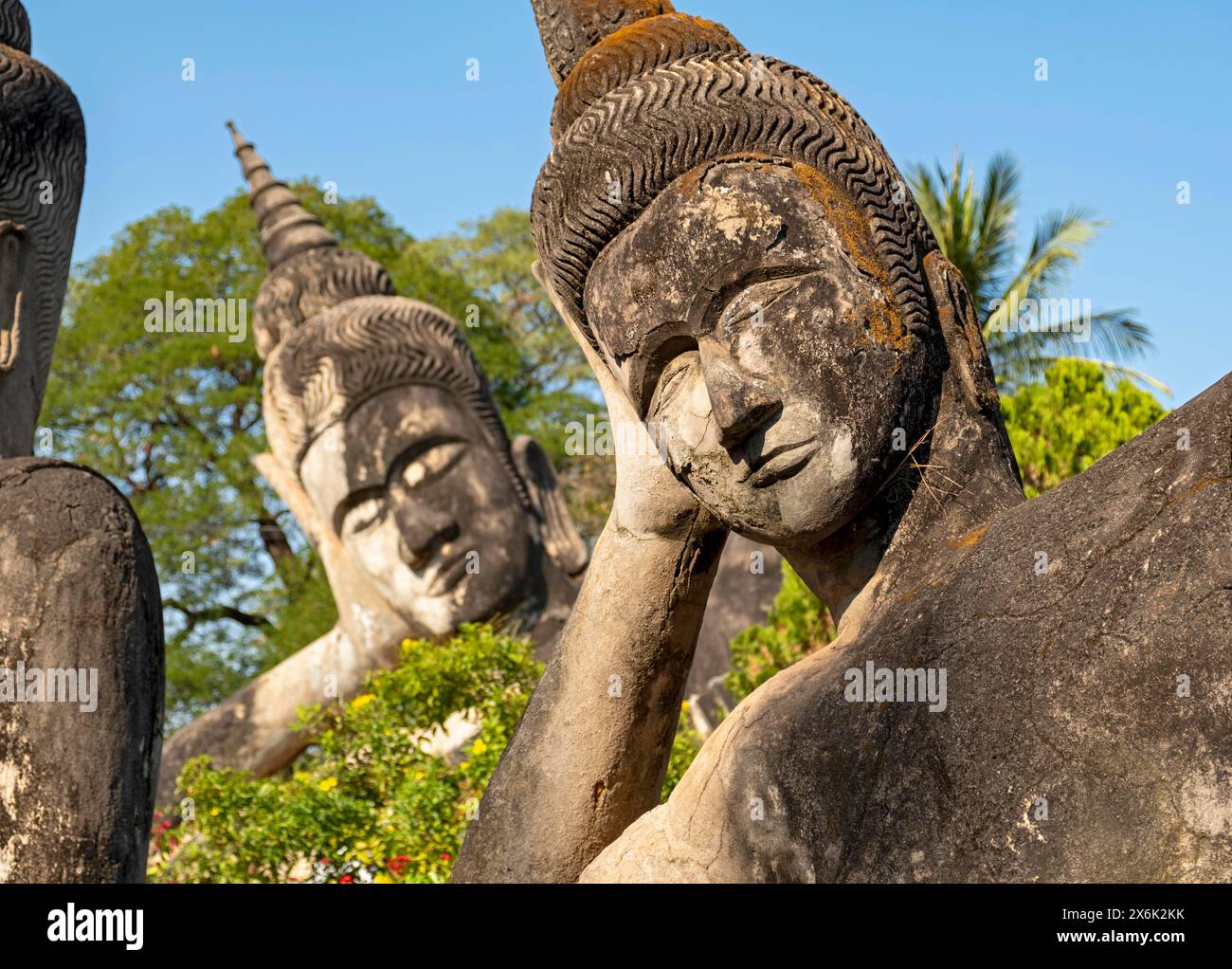 Two Reclining Buddhas, Xieng Khuan Buddha Park, Vientiane, Laos Stock ...