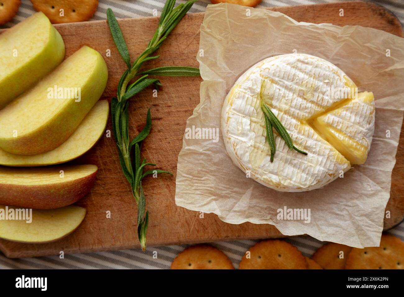 Baked Brie with Honey, top view. Flat lay, overhead, from above Stock ...