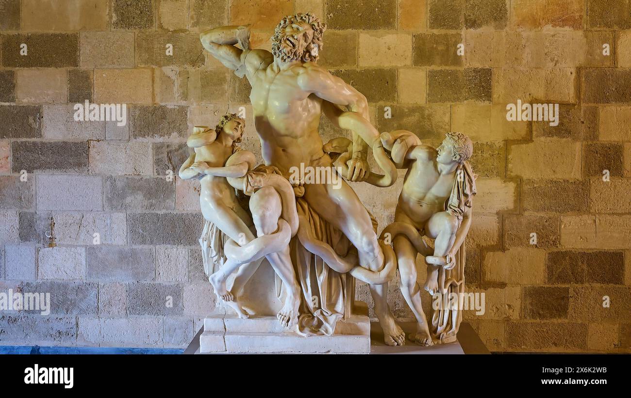 Copy of the Laocoon Group, marble sculpture depicting a dynamic ...