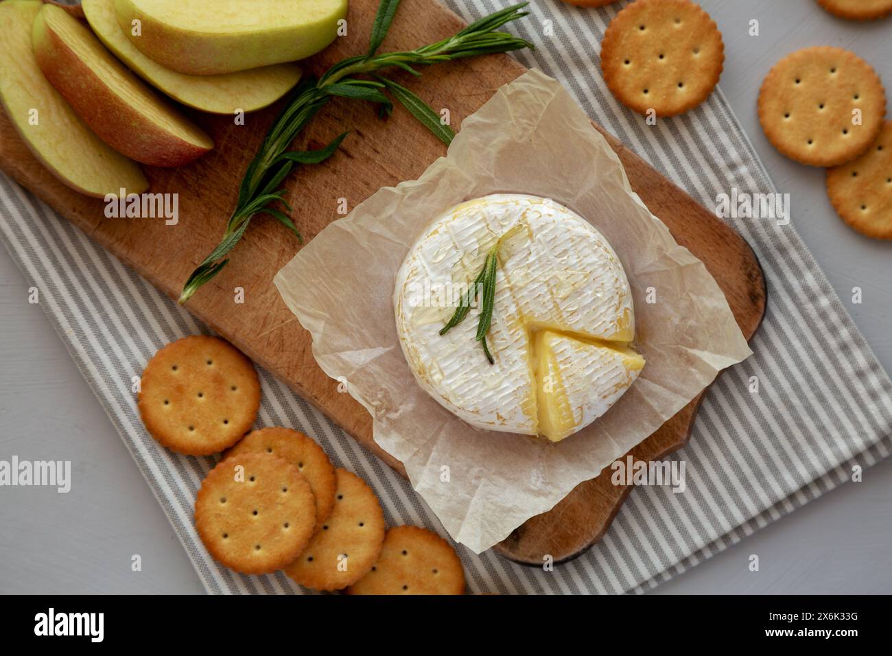 Baked Brie with Honey, top view. Flat lay, overhead, from above Stock ...
