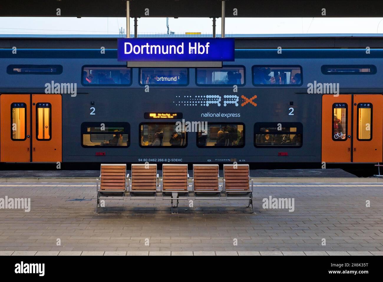 Regional train RE6 of National Express in the early morning at the ...