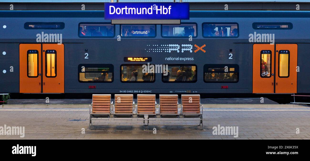 Regional train RE6 of National Express in the early morning at the ...