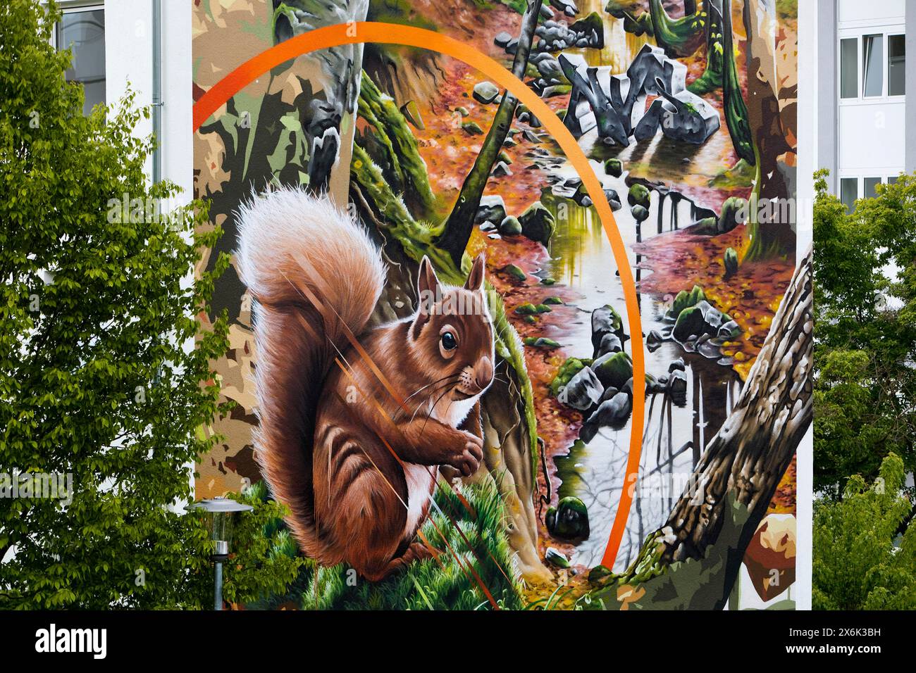 Artistic facade design on a block of flats, street art, graffiti artist ...