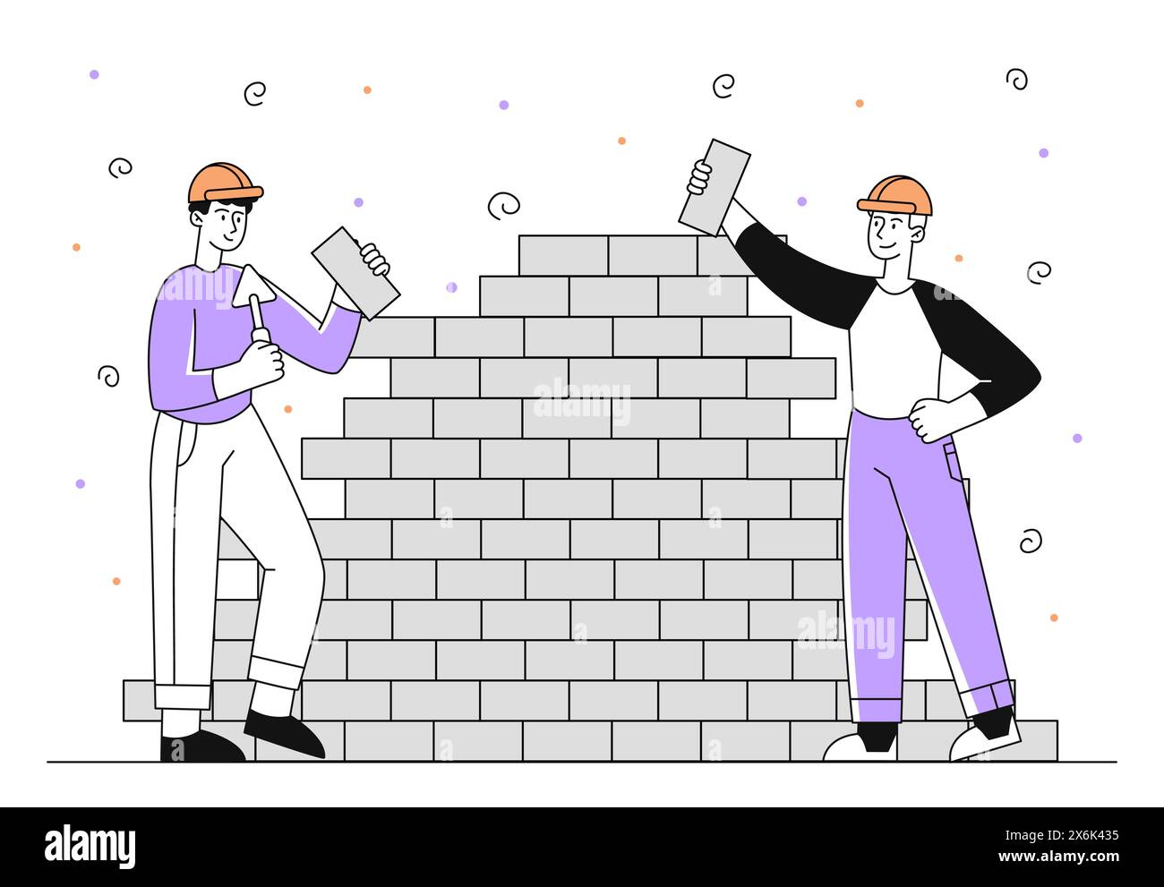 Builders with bricks vector simple Stock Vector Image & Art - Alamy