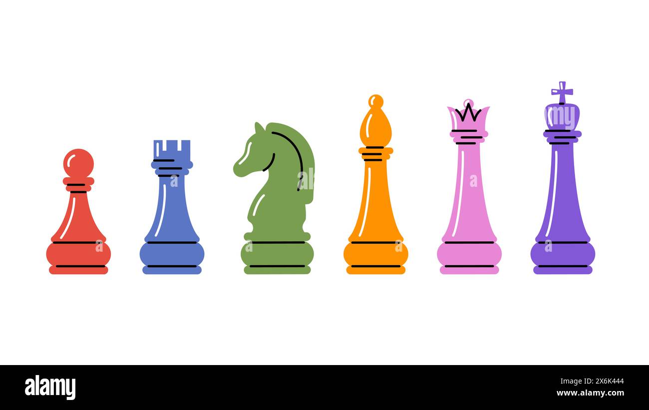 Colorful chess pieces vector set Stock Vector Image & Art - Alamy