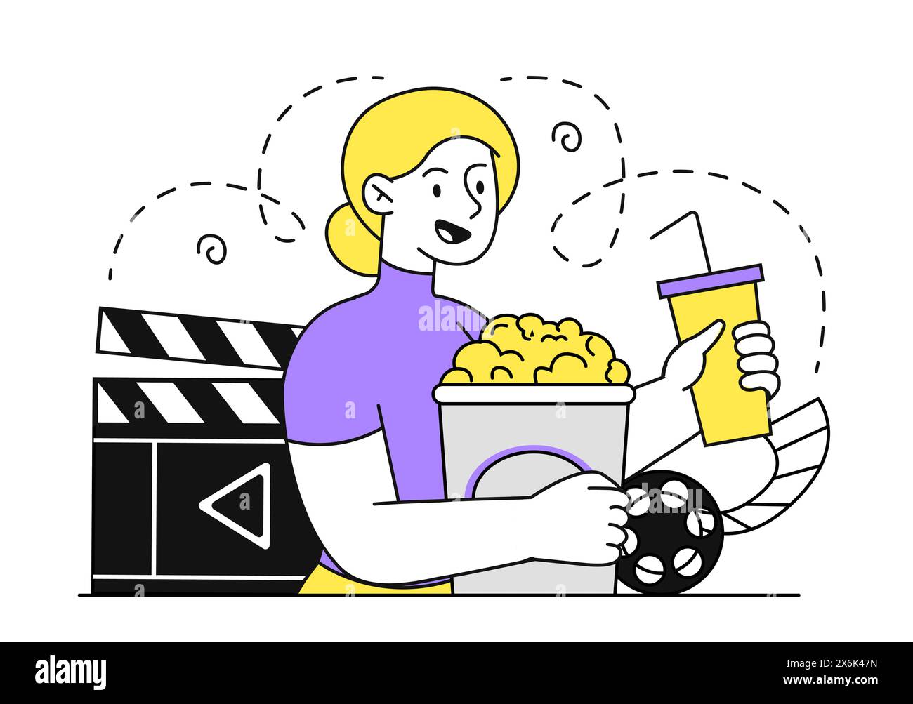 Woman with cinema vector simple Stock Vector Image & Art - Alamy