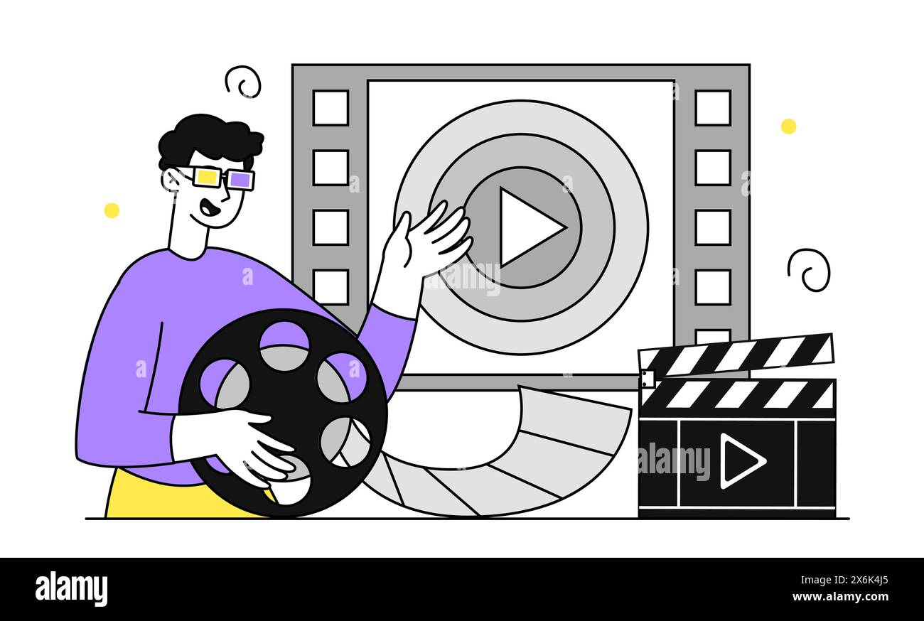 Film director with reel vector simple Stock Vector Image & Art - Alamy