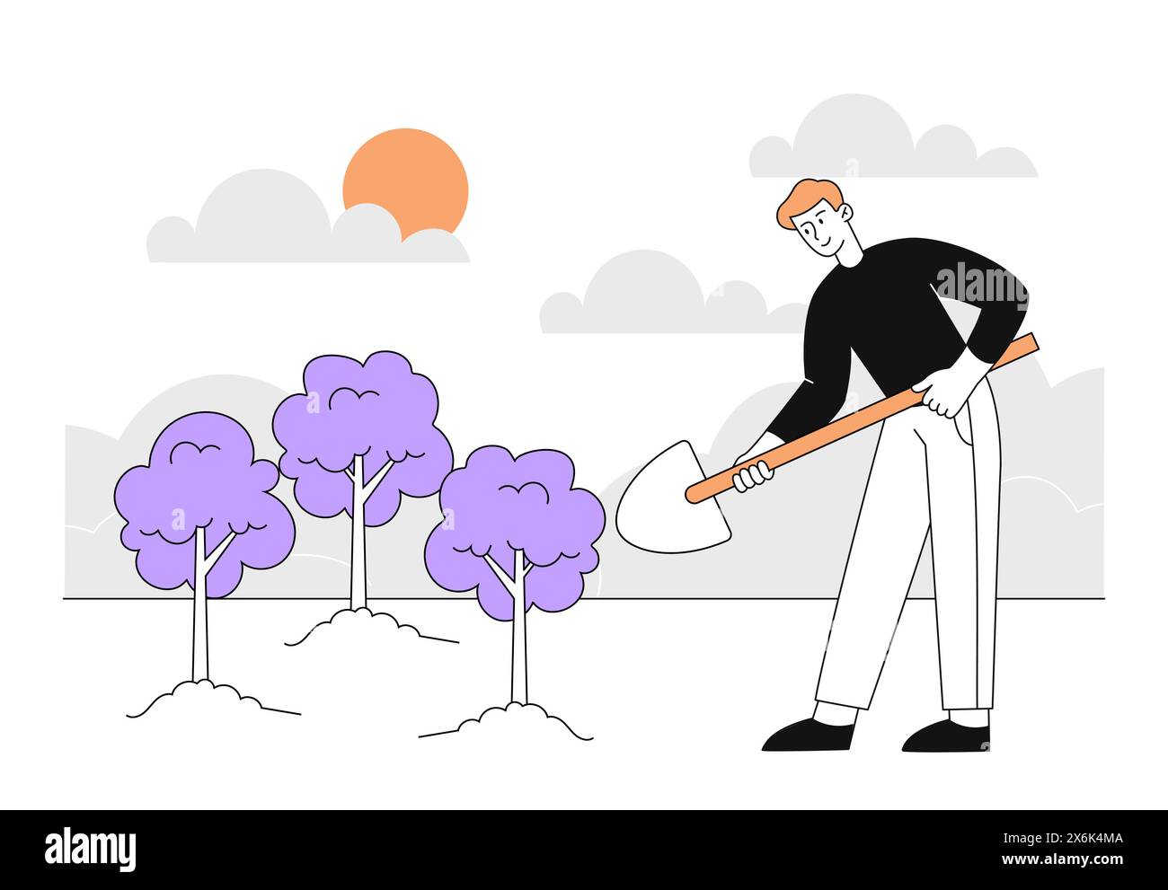 Boy gardening soil seed Stock Vector Images - Alamy