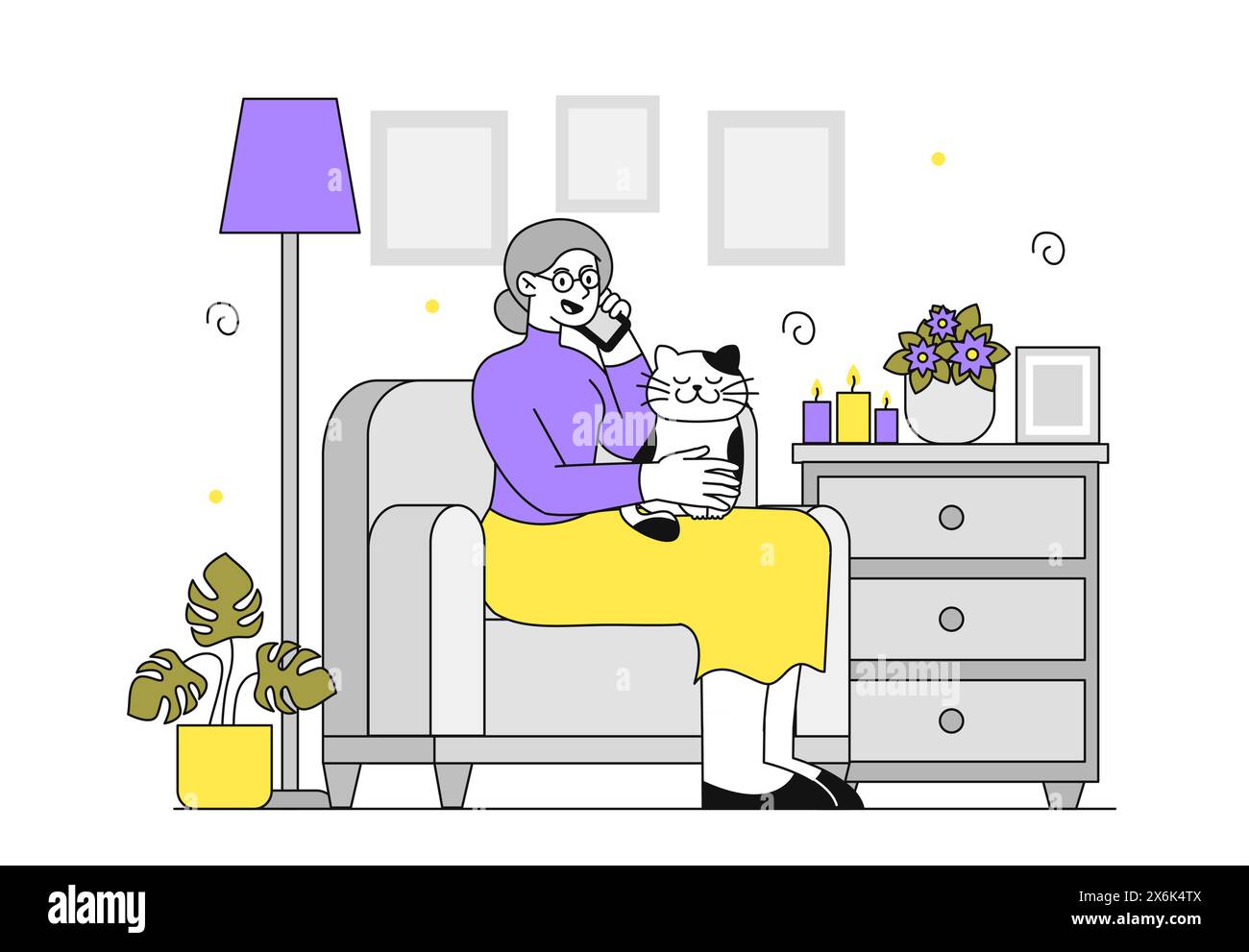 Pensioner using phone Cut Out Stock Images & Pictures - Alamy