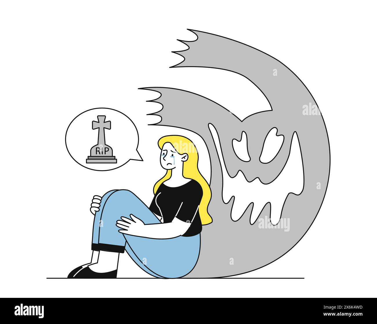 Woman with fear vector simple Stock Vector Image & Art - Alamy