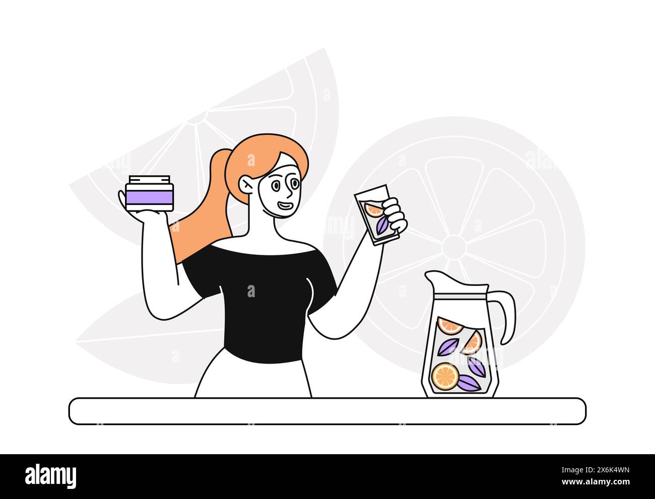 Woman with morning routines vector simple Stock Vector Image & Art - Alamy