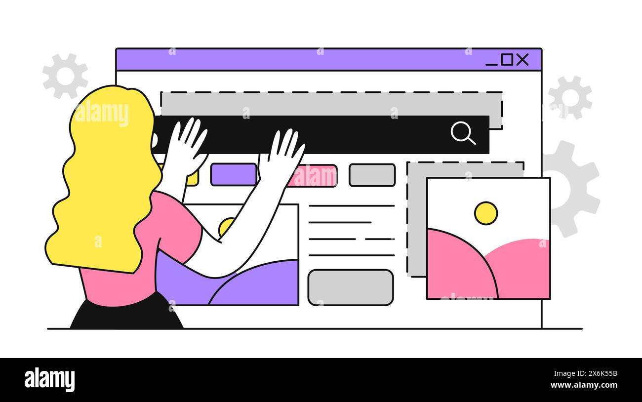 Ux ui design woman vector simple Stock Vector Image & Art - Alamy