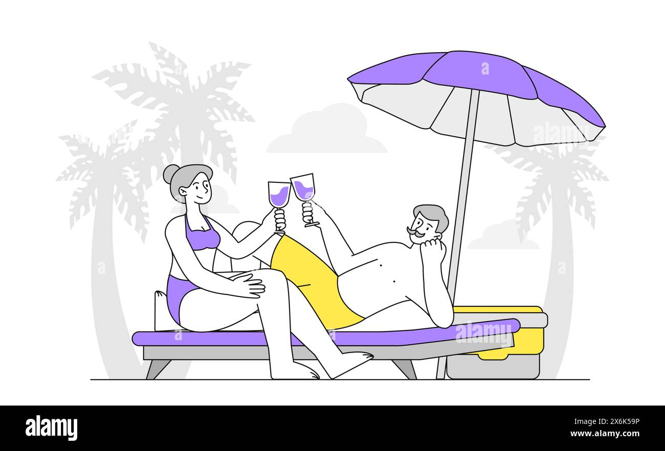 Couple enjoy beach Stock Vector Images - Alamy