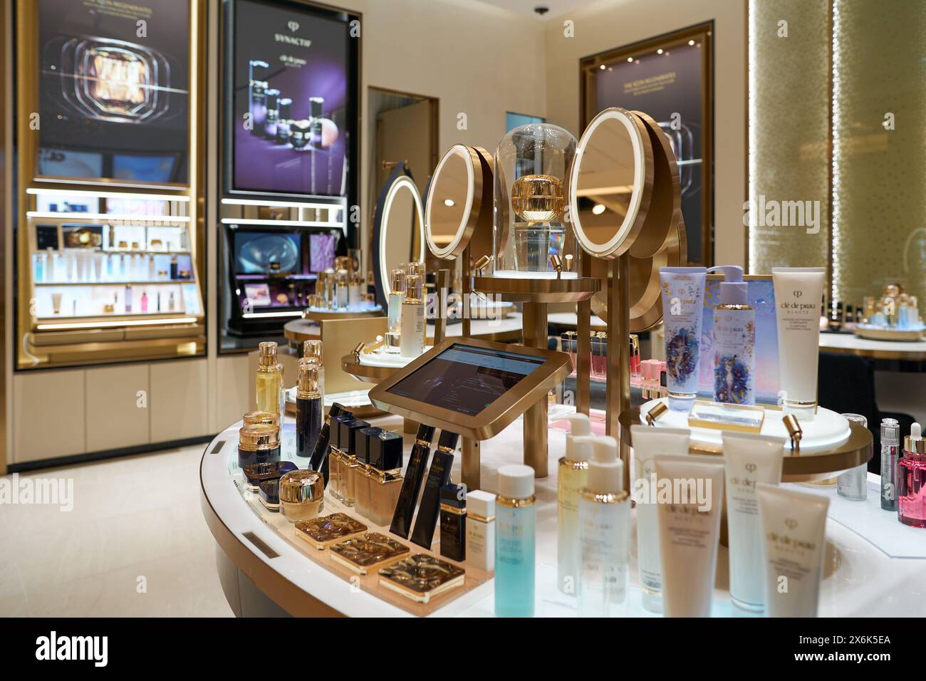 HONG KONG, CHINA - DECEMBER 04, 2023: cosmetic products displayed at ...