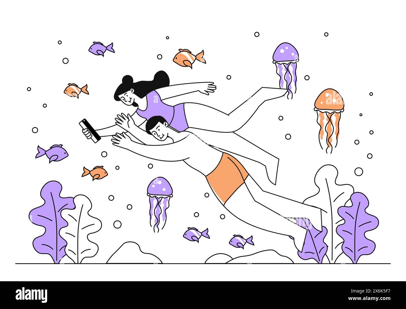 Selfie underwater vector simple Stock Vector Image & Art - Alamy