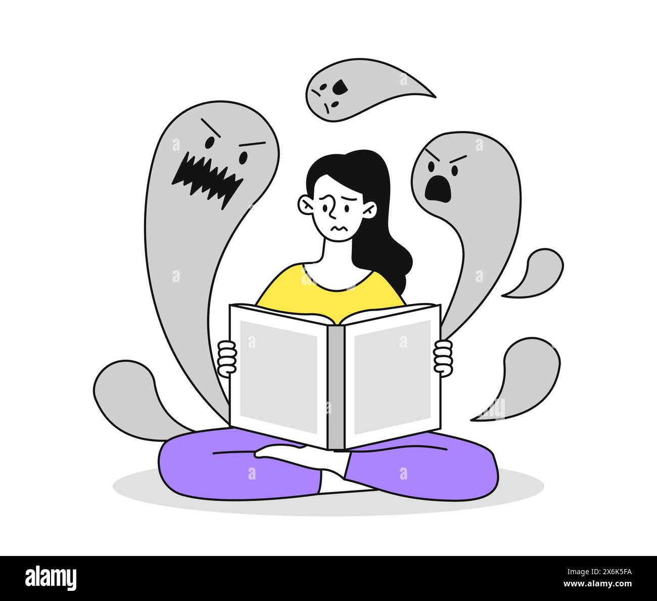 Woman reads fiction vector simple Stock Vector Image & Art - Alamy