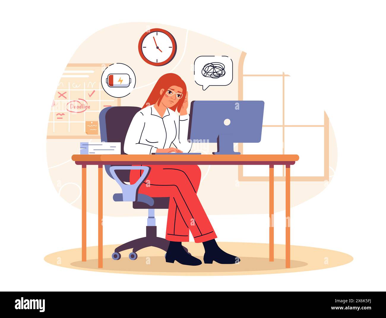 Tired of hard working woman vector Stock Vector Image & Art - Alamy