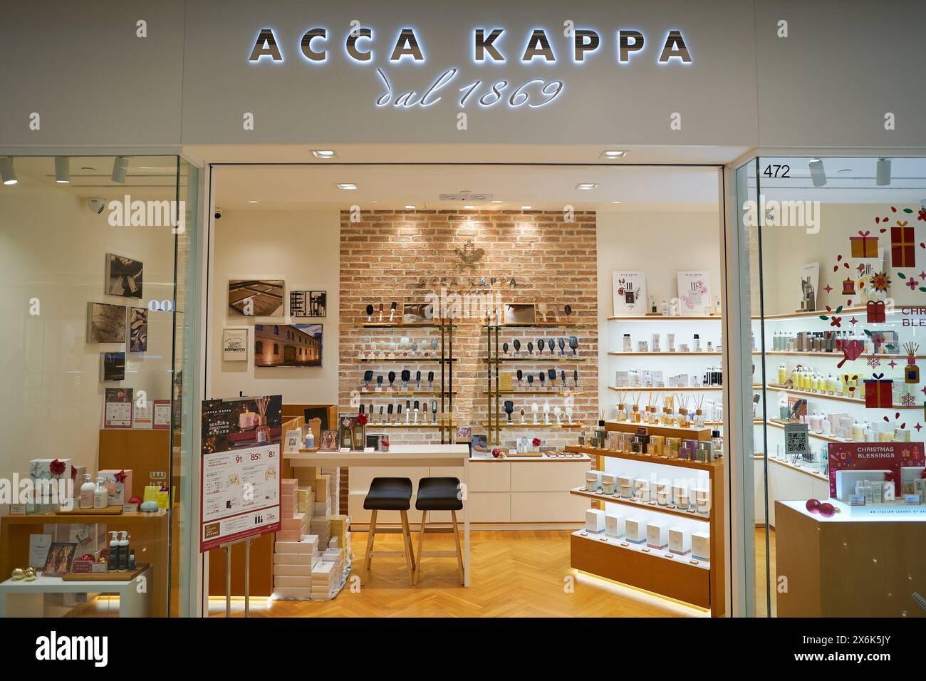 HONG KONG, CHINA - DECEMBER 04, 2023: entrance to Acca Kappa store in ...