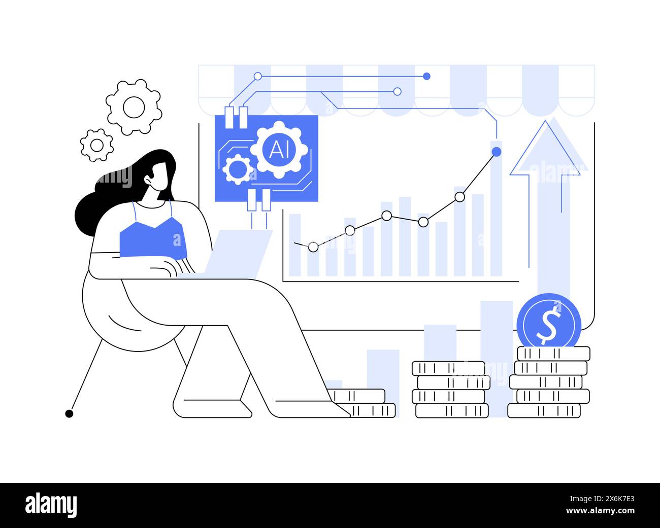 Ai Improved Sales Forecasting Abstract Concept Vector Illustration