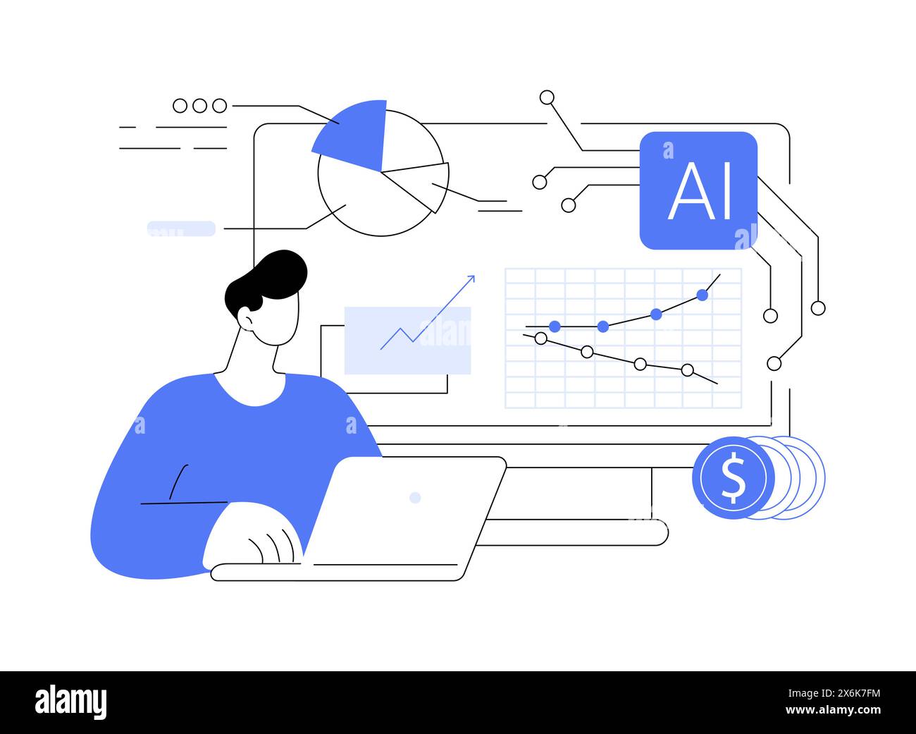 Real-Time Sales Insights with AI abstract concept vector illustration ...