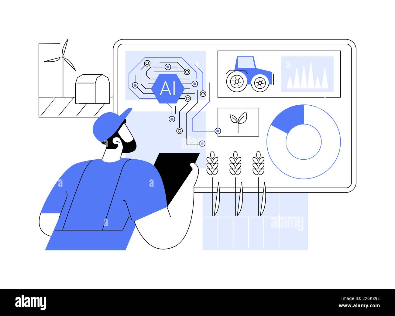 AI-Supported Sustainable Farming abstract concept vector illustration ...
