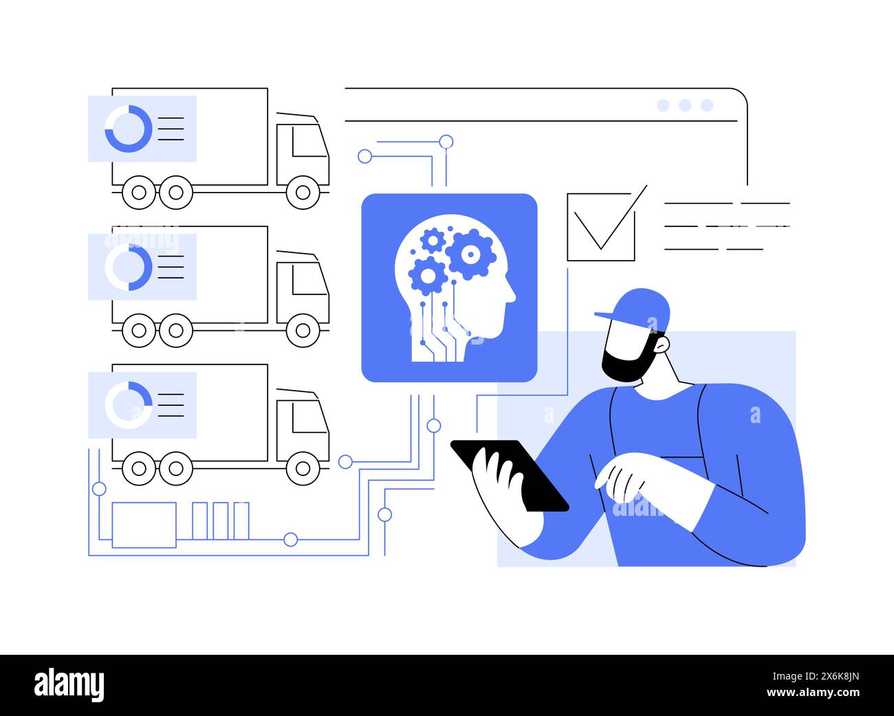 AI-Enhanced Fleet Management abstract concept vector illustration Stock ...