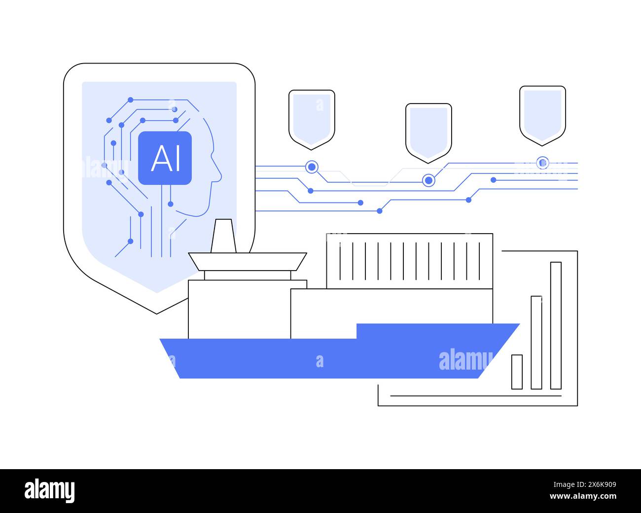 AI-Enhanced Cargo Security abstract concept vector illustration Stock ...