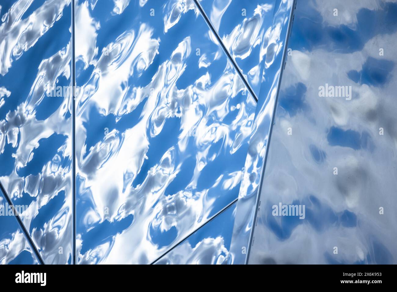 Blue shiny metal wall structure, abstract contemporary architecture ...