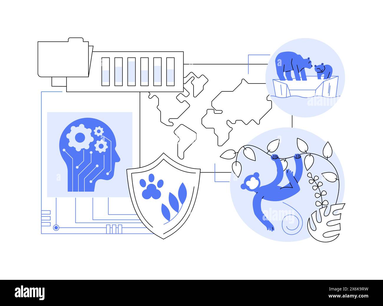 AI-Enhanced Conservation Efforts abstract concept vector illustration ...