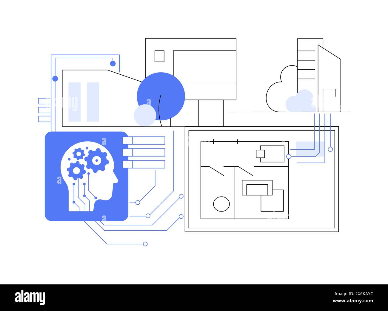 AI-Aided Architectural Planning abstract concept vector illustration ...