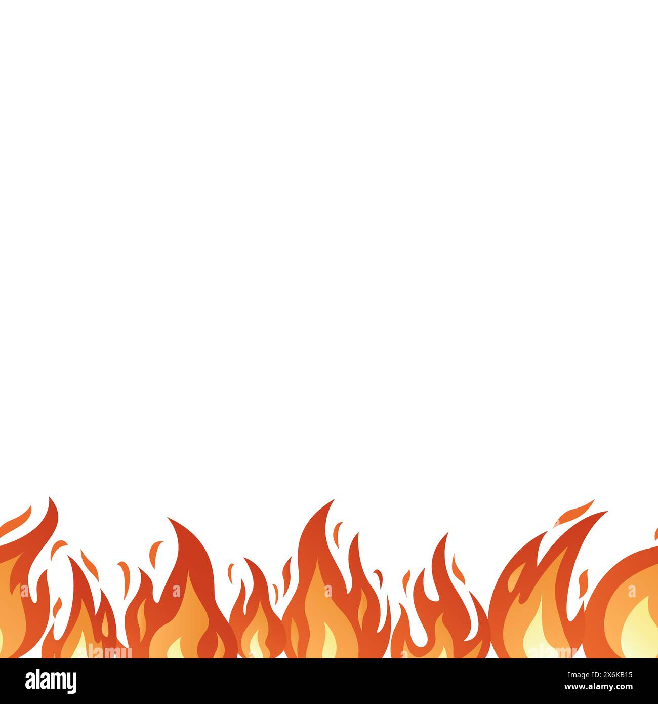 Fire flame seamless border. Bright fiery flames, heat wildfire ...