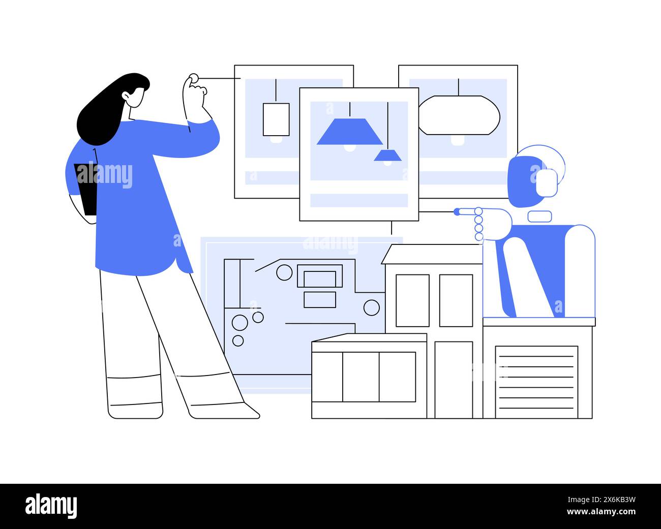 AI-Supported Lighting Design abstract concept vector illustration Stock ...