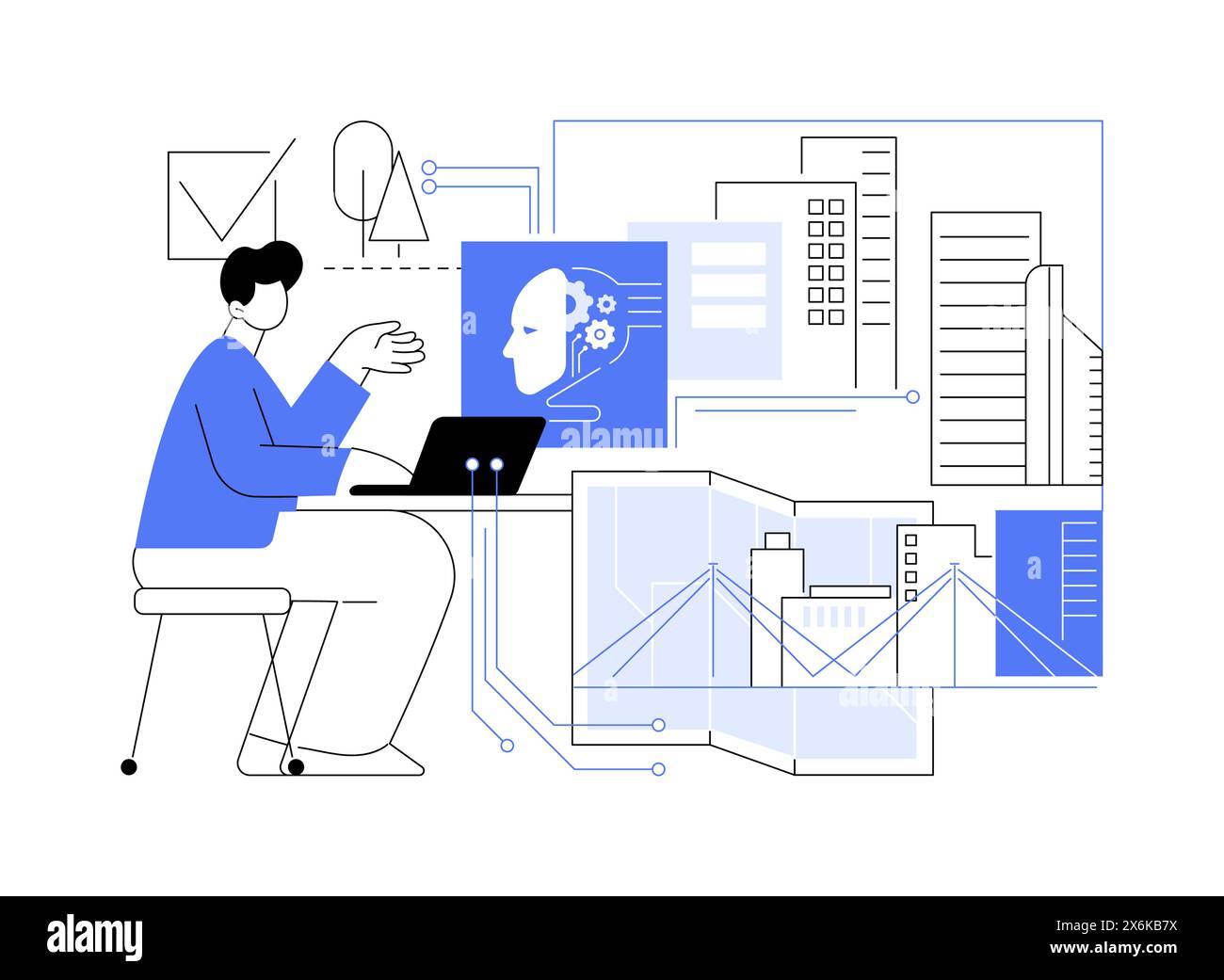 AI-Backed Urban Planning abstract concept vector illustration Stock ...