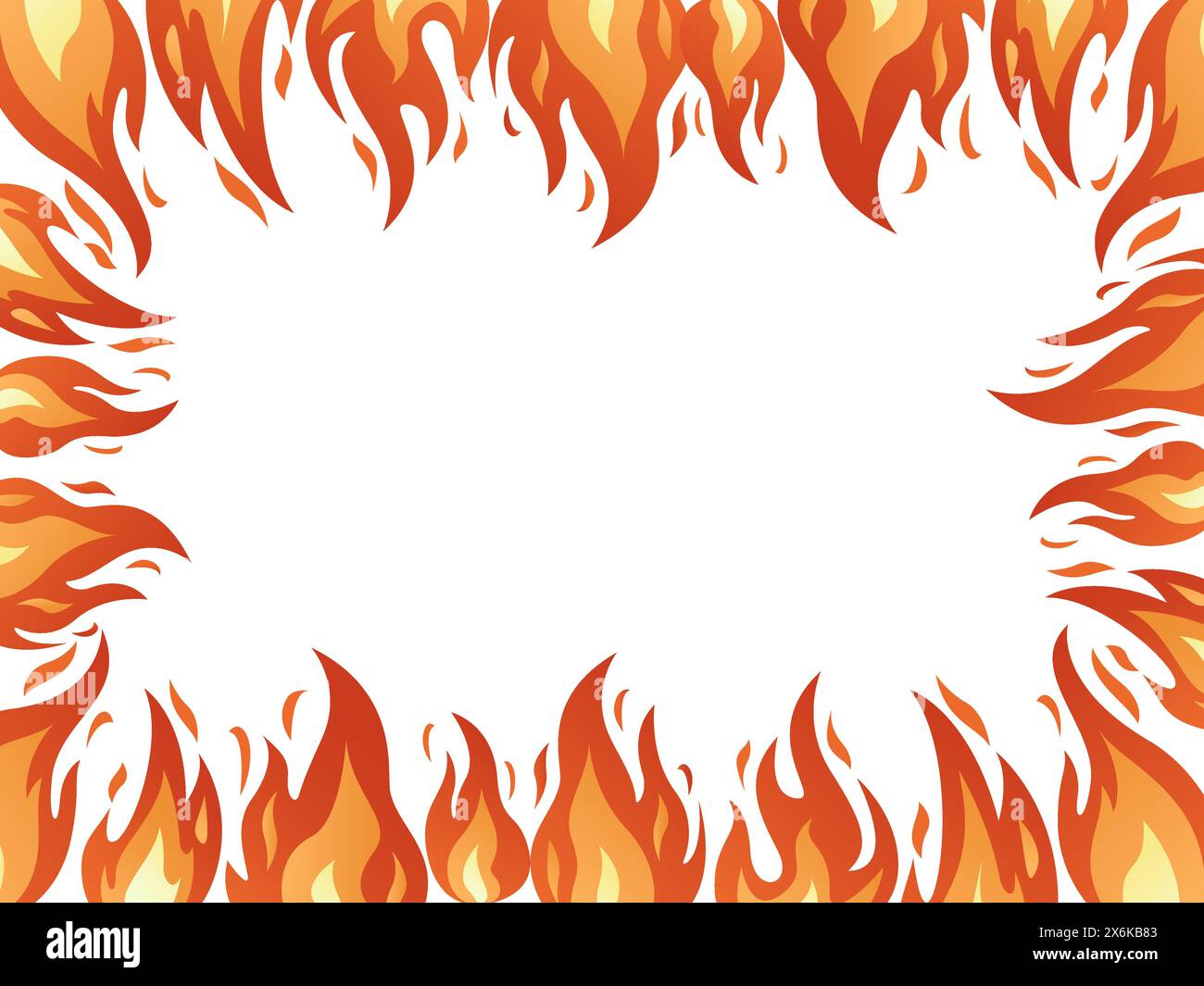Fire frame border. Bright fiery flames, heat wildfire, campfire red hot ...