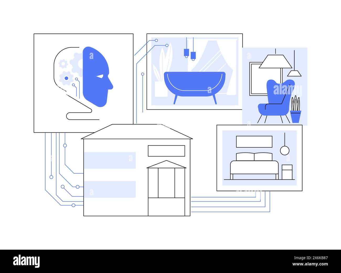 AI-Enhanced Interior Design abstract concept vector illustration Stock ...