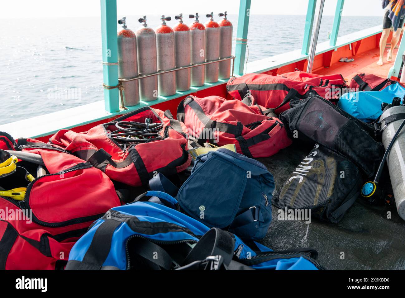 Diving boat and diving equipment Stock Photo - Alamy