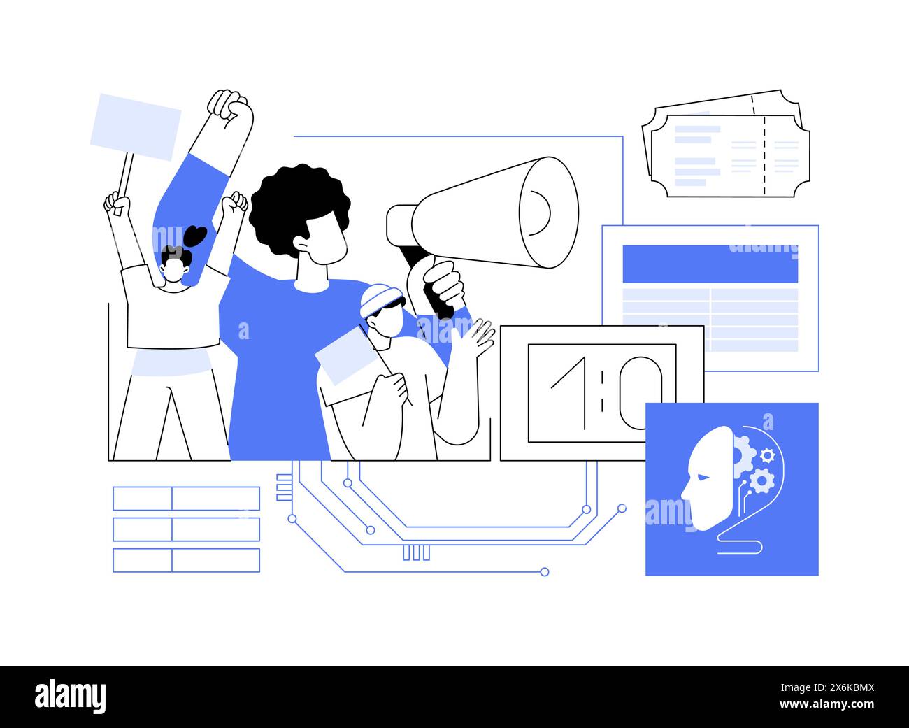 AI-Analyzed Fan Engagement abstract concept vector illustration Stock ...