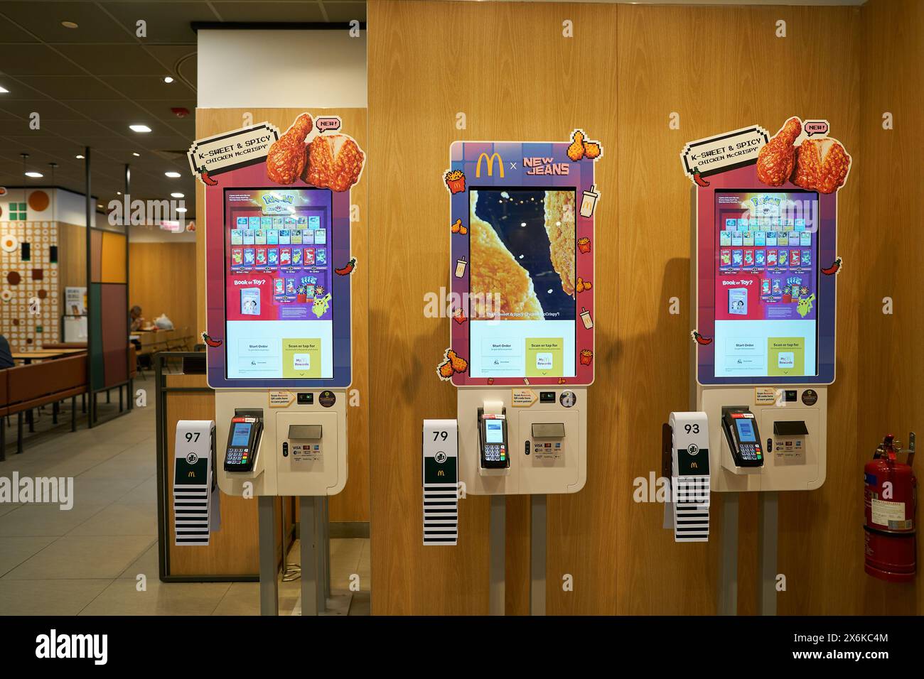 SINGAPORE - NOVEMBER 06, 2023: self-service kiosks inside McDonald's in ...
