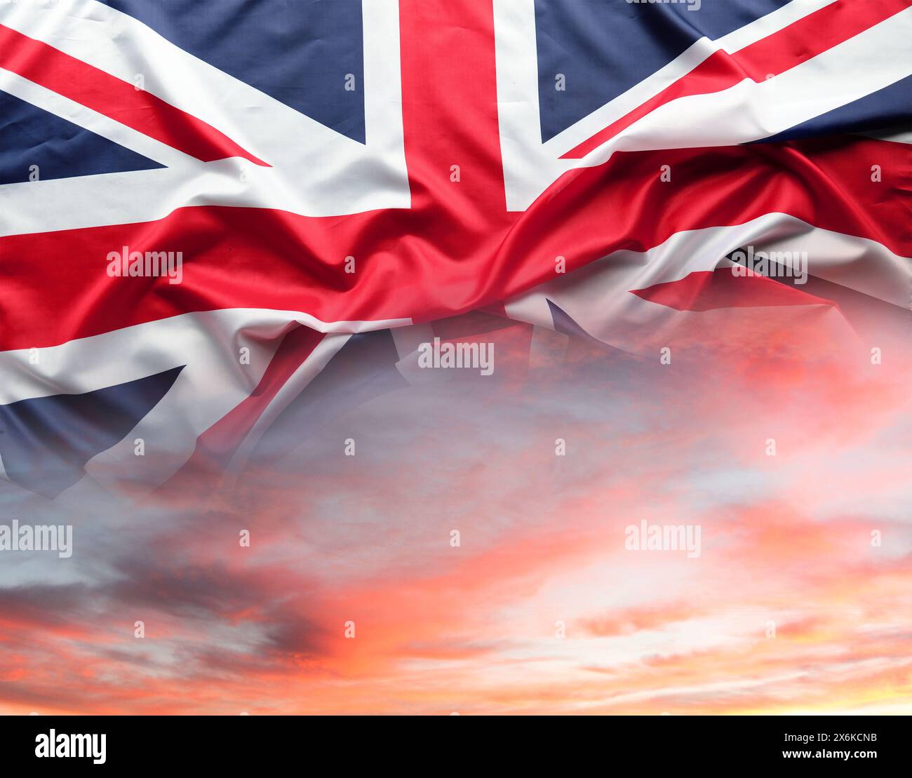 Union Jack flag in bright sunny sky Stock Photo - Alamy