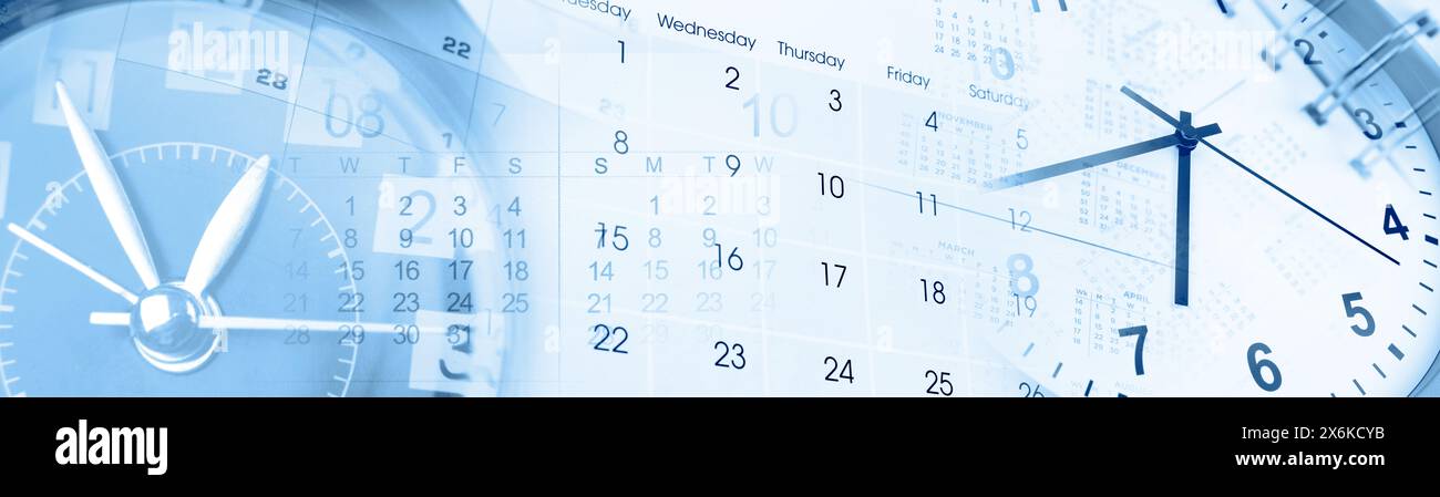 Clocks and calendars blue time composite time management Stock Photo ...