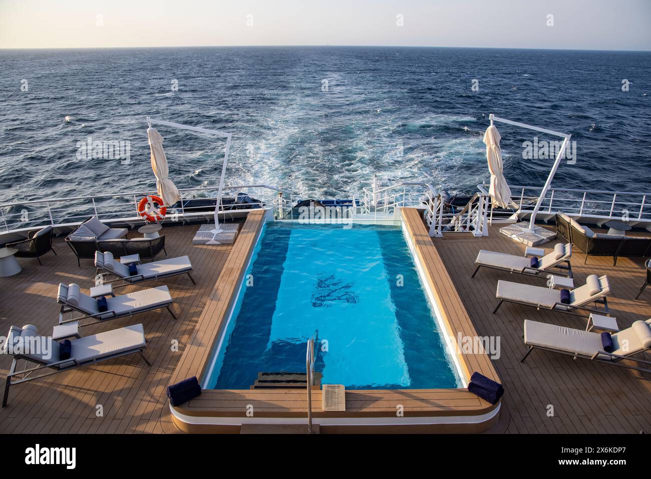Swimming pool on the aft deck of the expedition cruise ship SH Diana ...